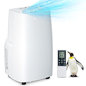 LifePlus Portable Air Conditioner, 14,000 BTU Portable AC Unit Up to 500 Sq Ft, Cooling Fan and Dehumidifier Modes, with Remote Control 3 Speeds Wind 90° Swing Window Kits 24H Timer