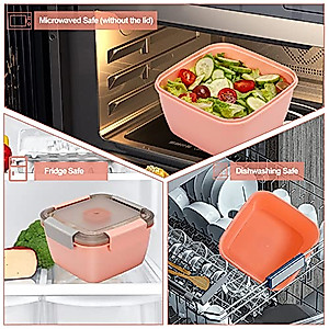 2 Pack Salad Lunch Container To Go,Large BPA-Free Salad Container,52 Oz Salad Bowl,3 Compartment Tray with Dressing Container,Leak Proof Salad Lunch Box Bento Box with Smart Lock for Lunch Food Snack…