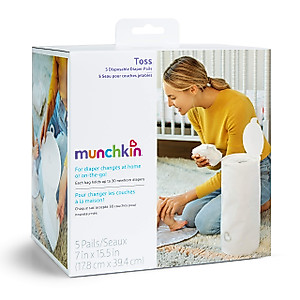 Munchkin® Toss™ Portable Disposable Diaper Pail, 5 Pack and Arm & Hammer Disposable Changing Pads, 10 Pack