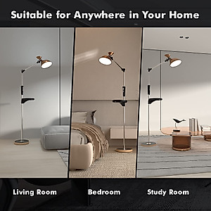 Buanick Floor Lamp with USB Charging and Tray,Super Bright Dimmable LED Floor Lamps for Living Room, Double Luminaire Floor Lamp for Bedroom and Office-Golden