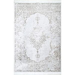 nuLOOM Cantrell Vintage Medallion Area Rug, 6' x 9', Ivory