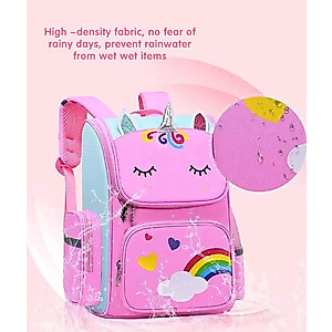 School Backpack for Girls Large Capacity Waterproof Light Weight Schoolbag Bookbag for Kids Primary School Student (Magic Horse Pink)