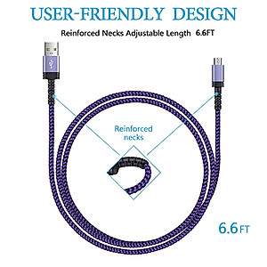 AILKIN Micro USB Charging Cable, 1 Pack 6FT Android Charger Cord Nylon Braided Fast Charging Cable Compatible Galaxy S6 S7 Edge,Kindle,Android & Windows Smartphones, PS4 and More-Purple