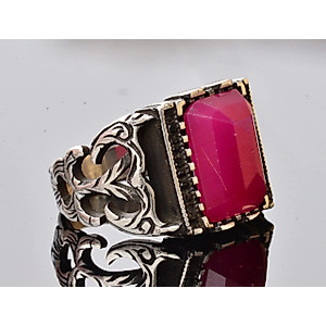 Real Genuine Ruby Gemstone Ring, 11.55 Carat, Sterling Silver Ring, Silver Ring Gemstone Band