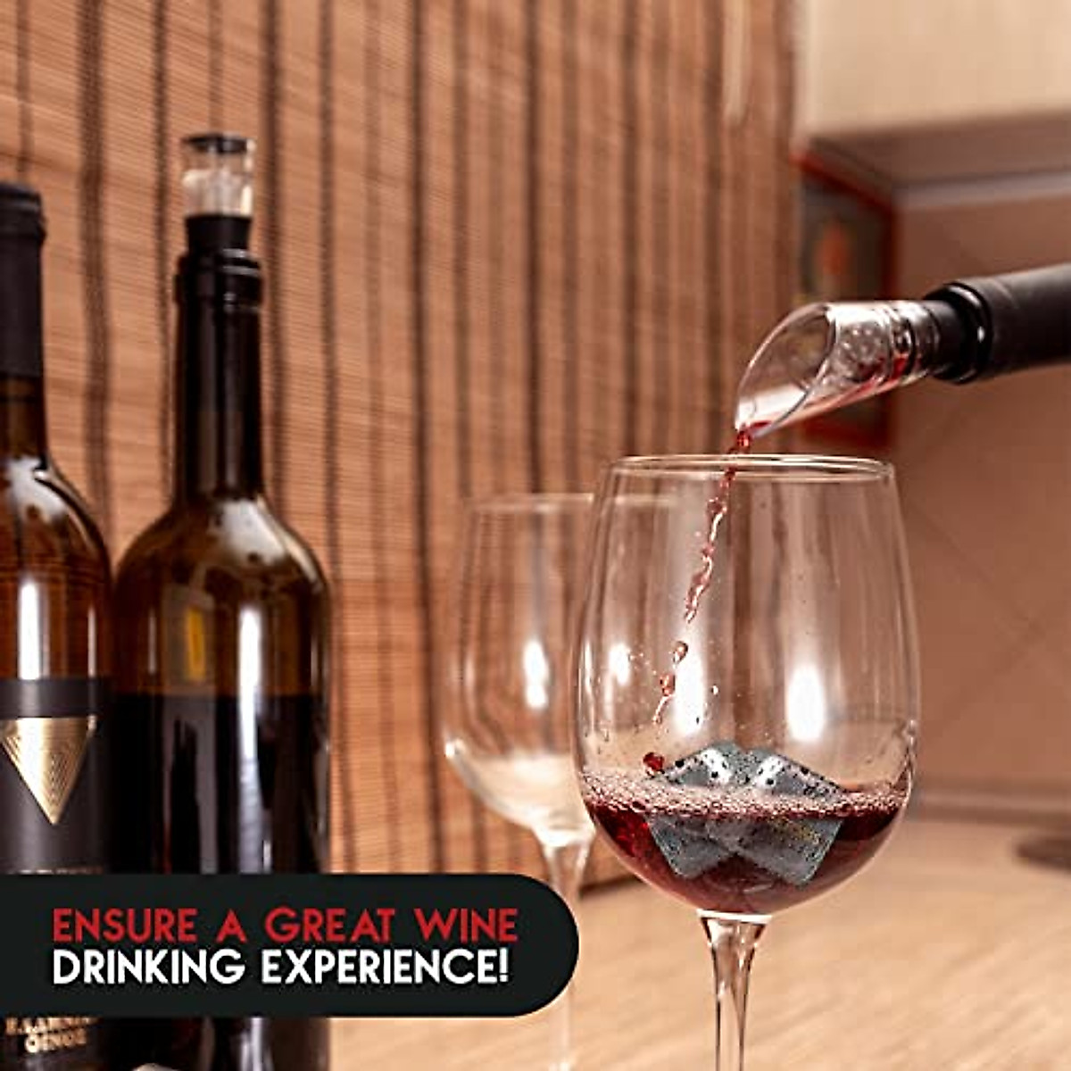 Stainless Steel Rabbit Wine Opener Set With 2 Metallic Ice Cubes, Wine Aerator Pourer, Wine Stopper & Foil Cutter By Setoris- Manual Wine Bottle Opener Corkscrew Kit- Great Wine Accessory Gift Set