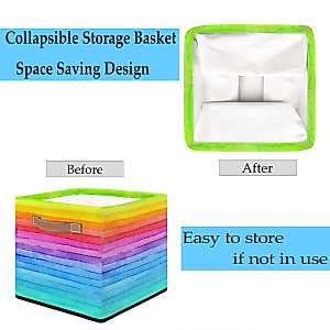 13x13x13 Storage Cube Bins Cute Rainbow Storage Cubes 13 inch Collapsible Storage Bins Cubby Storage Baskets for Organizing Shelf Cabinet Bookcase Boxes