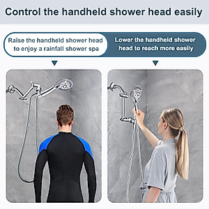 BRIGHT SHOWERS Brass Shower Arm Extender for Rain and Handheld Shower Head, 5 Inch Universal Shower Head Extension Arm, Height & Angle Adjustable, Chrome