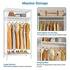 VIPEK V1S i1 Heavy Duty Garment Rack 3-Tier Wire Clothes Rack for Hanging Clothes Freestanding Closet Organizer with Hanging Rod Space Saving Wardrobe Storage Clothing Rack, White
