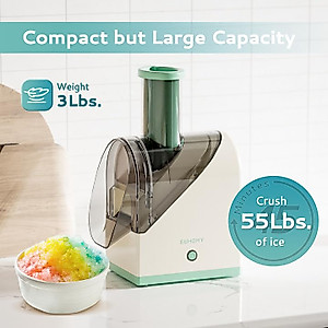 EUHOMY Shaved Ice Machine with Batteries, USB Rechargeable, Crushed Ice in 3s, 45 lbs in 40 Mins, Dual Steel Blades, Easy-to-Clean, Snow Cone Maker with Scraper, for Home/Kitchen/Camping. (White)