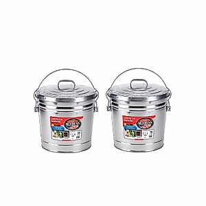 BEHRENS 10 Gallon Steel Locking Lid Trash Can (2 Pack) Made in USA