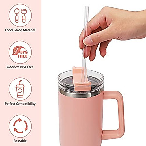 6Pcs Replacement Straws for 40oz Stanley Travel Tumbler, Long Replacement Straws with Cleaning Brush, 11.8 Inch Reusable Silicone Straws Compatible with Stanley 40oz Cup