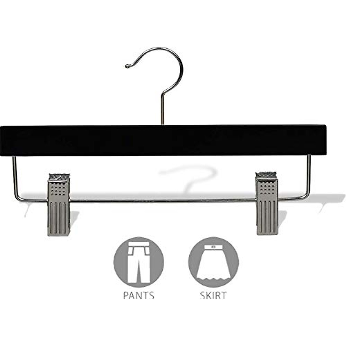 Kids Black Finish Bottom Hanger with Clips in 11" Length X 5/8" Thick with Chrome Hardware, Box of 25