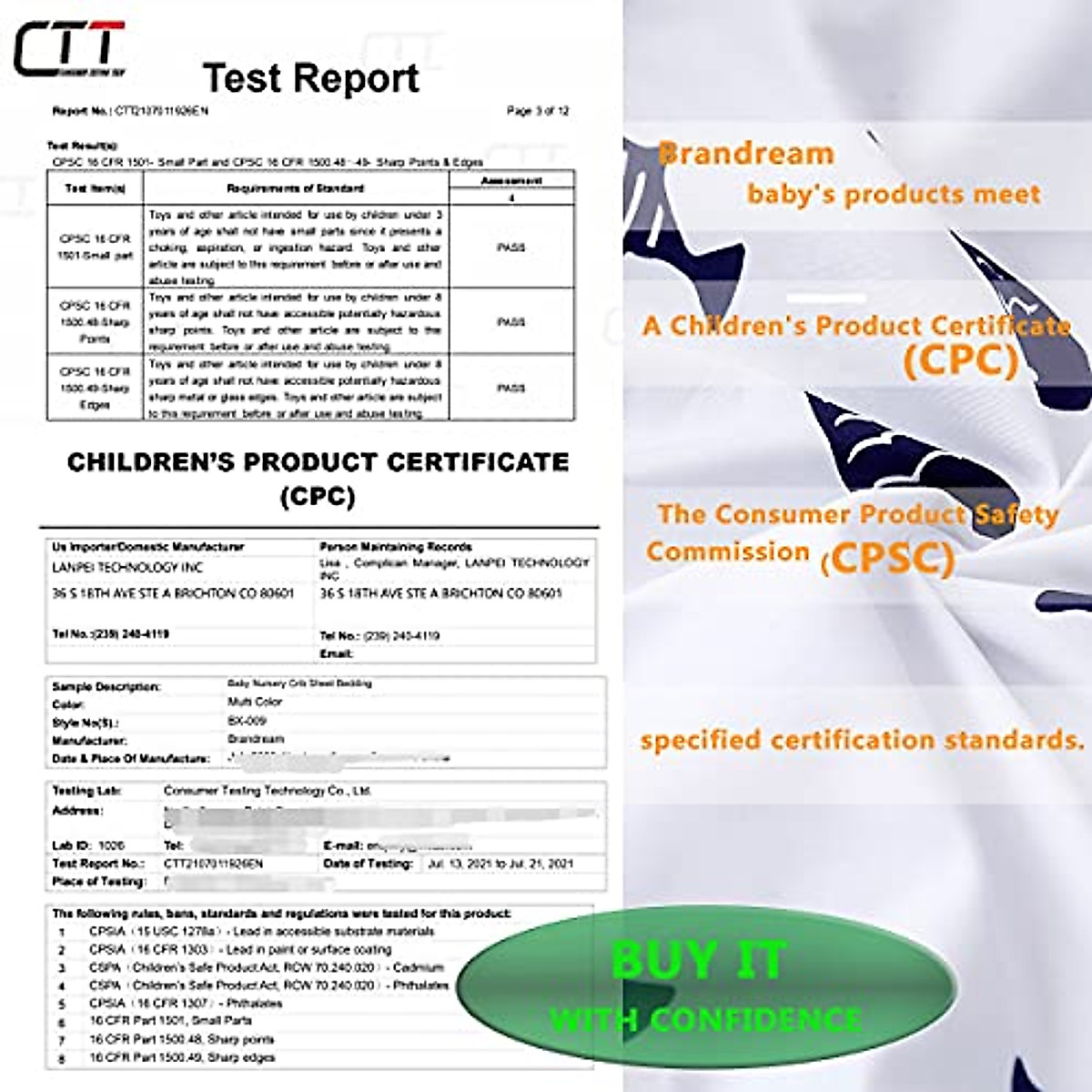 Brandream Crib Sheets Boys Cotton Baby Crib Sheets 2 Packs Toddler Sheets, Coastal Nautical Ocean Shark Fish Pattern, Navy Blue & White