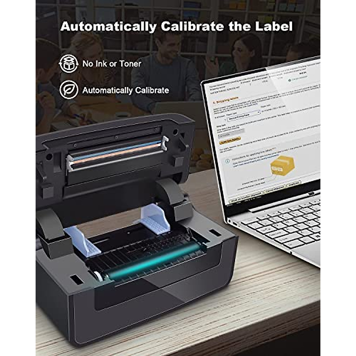 POLONO Thermal Label Printer, PL60 4x6 Label Printer for Shipping Packages, Thermal Label Maker, Compatible with Amazon, Ebay, Etsy, Shopify, FedEx, UPS, etc, Support Windows, Mac, Linux (Gray)