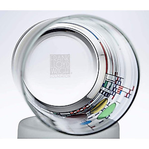 Frank Lloyd Wright DOF Double Old Fashioned Glass 14-Ounce (Gift Boxed Set of 2, Coonley Playhouse)