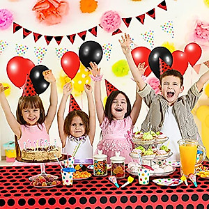 Ladybug Party Supplies Ladybug Tablecloth 54 x 108 Inch Red Ladybug Dot Table Cover Rectangle Waterproof Plastic for Ladybug Theme Baby Shower Birthday Party Picnic Decorations (3 Pack)