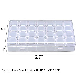 Diamond Painting Storage Containers, Qtopun 28 Grids Portable Bead Storage Container Plastic Organizer Box Craft Case for Fishing Tackles, Beads, Seeds, Art Crafts, Nail Diamond