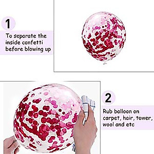 AULE Hot Pink and Baby Pink Balloons 12 inch 60 Pcs Premium Latex Magenta Confetti Balloon & 64 ft Ribbon - Fuchsia Party Decorations