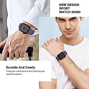 KingofKings Sport Watch Bands Compatible with Apple Watch Band 45mm 44mm 42mm 41mm 40mm 38mm for Women Men, Soft Silicone Replacement Strap Wristband for iWatch Series 8 7 6 5 4 3 2 1 SE