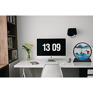 SOFLIY 3D Dynamic Sand Art Liquid Motion, Moving Sand Art Picture Round Glass 3D Deep Sea Sandscape in Motion Display Flowing Sand Frame Relaxing Desktop Home Office Work Decor (12“, Purple)