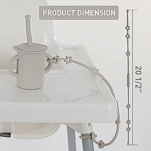 Toy Safety Straps, Silicone Pacifier Clips Sippy Cup Strap Stretchable Adjustable for Strollers, High Chair, Cribs, Hanging Baskets, BPA Free, 2 Pack (Sand+Light Grey)