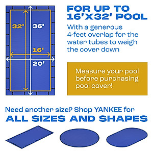 Pool Cover for 16x32 ft Rectangular Pool: Extra Thick & Durable Inground Pool Cover |Sapphire Series of Premium Cold- and UV-Resistant Pool Cover | In-Ground Pool Protection | by Yankee