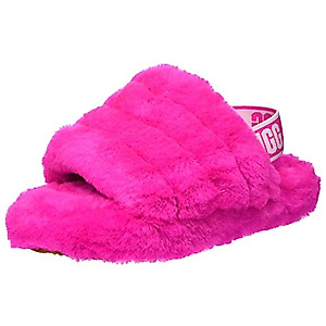 UGG Unisex-Child Fluff Yeah Slide Slipper, Rock Rose, 6 Big Kid US