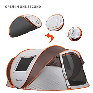 EchoSmile Camping Instant Tent, 2 to 8 Person , Water Resistant Dome Pop Up Tent, Easy Setup for Camping Hiking and Outdoor, Portable with Carry Bag, for 4 Seasons, White&Brown