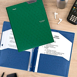 Five Star 2-Pocket Folders, 4 Pack, Plastic Folders with Stay-Put Tabs and Prong Fasteners, Includes Writable Label, Holds 11" x 8-1/2", Assorted Colors (38048), 4 count (Pack of 1