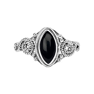 Black Onyx Stone Ring, 925 Sterling Silver Ring Statement Ring For Women - Girls, 5X10mm Natural Marquise Shape Gemstone Ring, Christmas Gifts, Gemstone Ring Size US 8 Handmade Ring