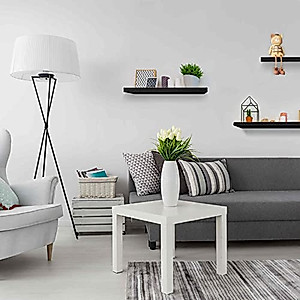 SAUMONIERES Floating Shelves Wall Shelf Solid Wood for Bathroom Bedroom Kitchen Wall Decor Set of 3, Black Wall Shelves