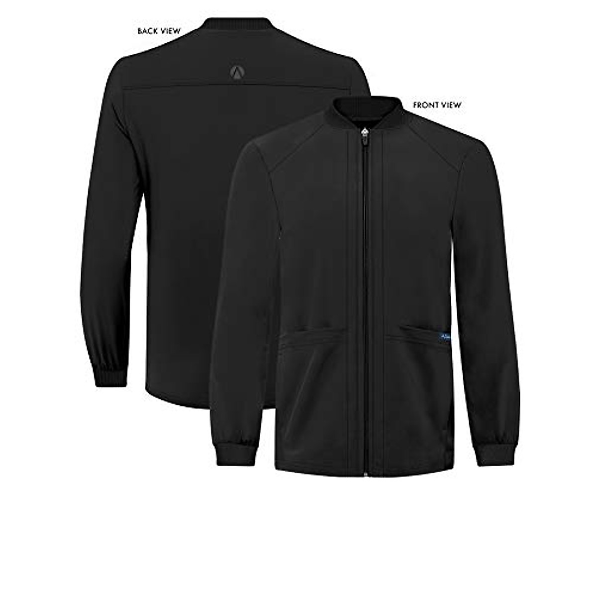 Adar Addition Scrubs for Men - Zippered Bomber Scrub Jacket - A6206 - Black - L