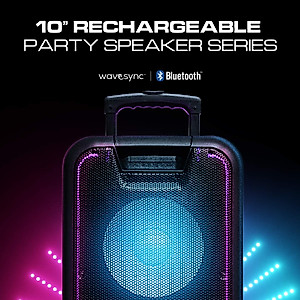Dolphin SP-210RBT Dual 10" Bluetooth Party Speaker, Neon LED Lights, 3400W, Long-Lasting Battery, X-Bass, Trolley & Wheels