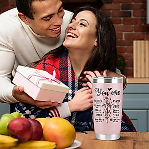 Lallamotion Christian Gifts for Women Pastors Wife Appreciation Gifts Mothers Day Inspirational Gifts for Women Mom Biblical Birthday Religious Baptism Gifts Pink You Are Christian Cup Tumbler 20oz