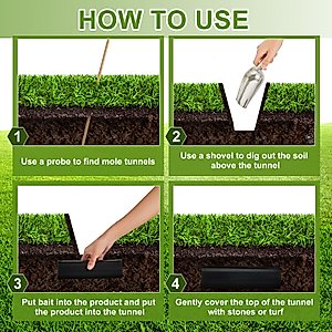 Qualirey 6 Pcs Mole Traps for Lawns Pocket Gopher Trap Catch and Release Live Mole Trap Tunnel Rodent and Gopher Trap Humane Mole Traps for Lawns, Easy to Use, Reusable for Eliminating Pests (Black)