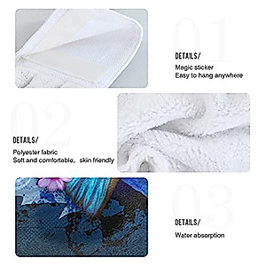Flower Blue Butterfly Kitchen Hand Towel Bathroom Hand Tie Towel Fast Drying Dish Towels for Bath Tabletop Gym Home Decor Set of 2