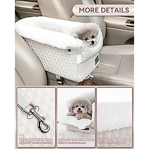 PETSFIT Center Console Dog Car Seat with Safe Protection Hooks, Pet Car Seat with Upgraded Safety Tethers, Washable Cushion, Console Dog Car Seats for Small Dogs Up to 12 Lbs(Grey)