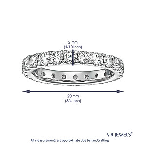 Vir Jewels 2 cttw Diamond Wedding Anniversary Band for Women Full Eternity Diamond Engagement Ring 14K White Gold Round Prong Set Size 7.5