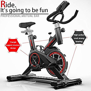 Exercise Bike Resistance and Height Adjustable Indoor Cycling Bike Stationary with LCD Digital Monitor and Phone Holder, Professional Exercise Sport Bike for Home Cardio Gym Workout (Black 2)