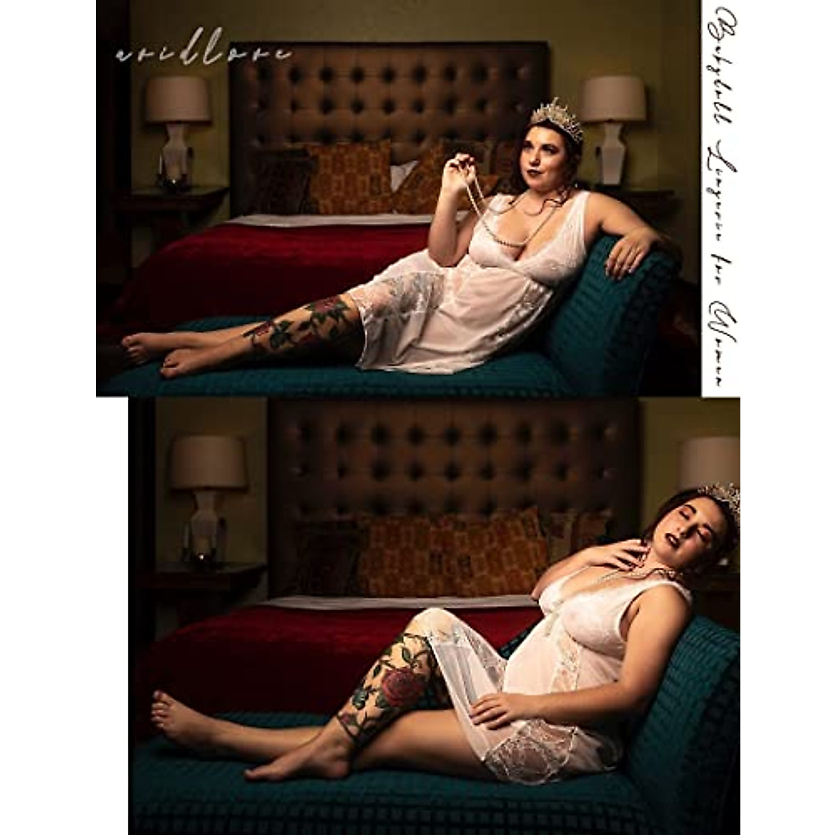 Avidlove Babydoll Lingerie for Women Sexy Long Nightgowns Sleep Dress Sleeveless Bridal Nighty White, XXL