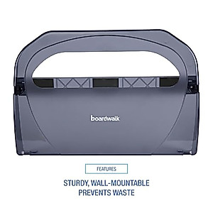 Boardwalk TS510SBBW 17.25 in. x 3.13 in. x 11.75 in. Toilet Seat Cover Dispenser - Smoke Black