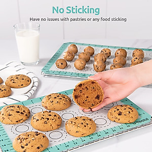 U-Taste 446ºF Heat Resistant Macaron Silicone Baking Mat, Non Stick Reusable Cookies Pastry Sheet Liner with Edge Enhancement Circle Measurement (Half/Jelly Roll/Quarter Sheets Size, Aqua Sky)