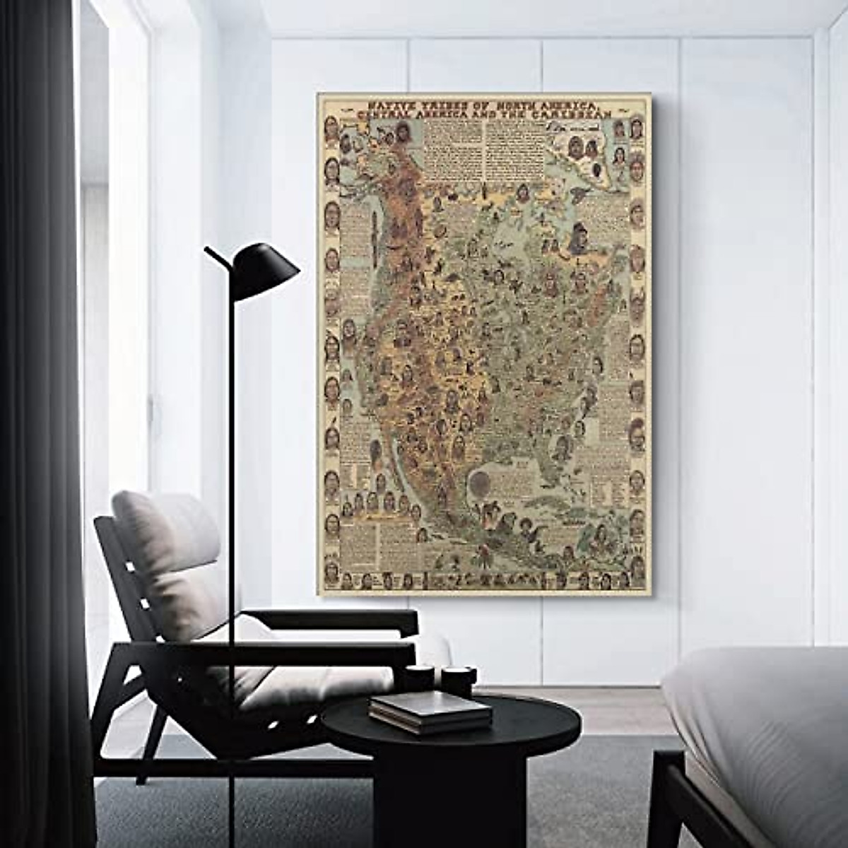 Mapping Native North American Tribes - Lively Map - Vintage Poster - Interior Decoration - Print on Wall Art Paintings Canvas Wall Decor Home Decor Living Room Decor Aesthetic 12x18inch(30x45cm) Unf