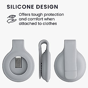 kwmobile Silicone Clip Compatible with Apple AirTag - Protective Silicone Clip for Tracker - Grey