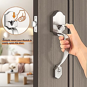 Probrico Camelot Trim Lower Half Front Entry Handleset, Passage Lock Grip Handle with Wave Lever, Keyless Door Locks Brushed Nickel, Interior and Exterior Entrance Passage Lock