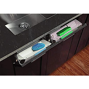 Bueyfolt 14" Kitchen Sink Front Tip-Out Accessory Trays with Mounting Screws, White, 2 Pack (Conventional Open Tray and Accessory Tray with Ring Holder and Soap Dish) Hinges are Not Included