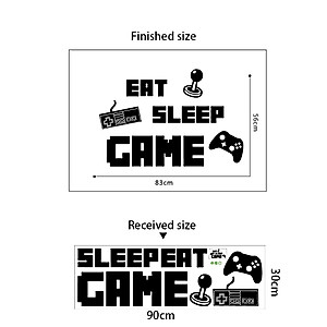 Game Wall Decals Gaming Controller Joystick Video Wall Stickers for Teen Boys Room Kids Bedroom Playroom Home Decoration (Black)