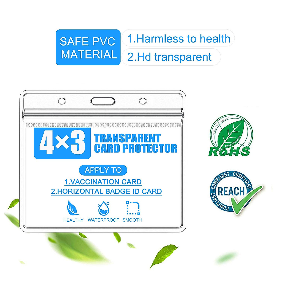 Teskyer 5 Pcs Vaccine Card Holder, 4" x 3" Plastic Badge Holder, Multifunctional Waterproof Clear Card Sleeves for Nursing Badge Reference Cards, Medicare Cards Protectors