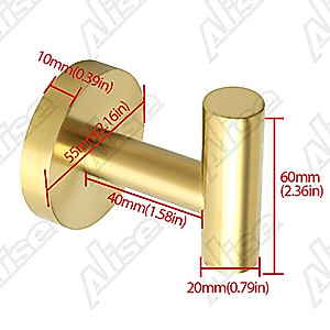 Alise Towel Hook Bathroom Single Robe Hooks Wall Mount Towel Holder Hanger Storage,SUS304 Stainless Steel Brushed Golden