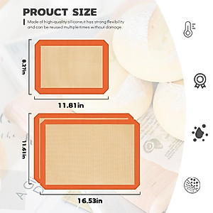 Silicone Baking Mat Set of 3, Silicone Baking Mats Cookie Sheet, Non-Stick Mats for Baking, Easy Clean & Reusable Oven Baking Sheet for Making Macaroons, Cookies
